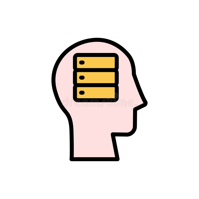 Head Data Icon. Simple Color with Outline Vector Elements of Brain ...