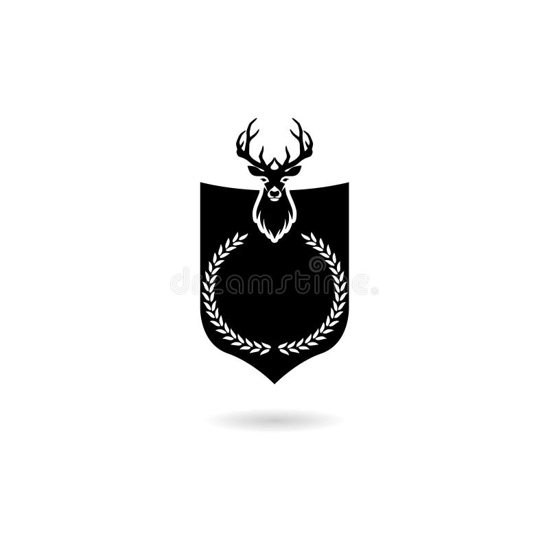 Head of Deer on Shield Icon with Shadow Stock Vector - Illustration of ...