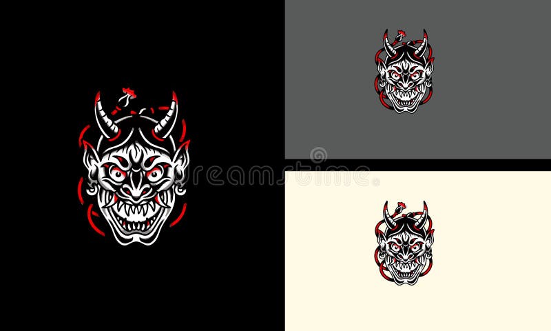 Head Devil with Horn Vector Tattoo Design Stock Illustration ...