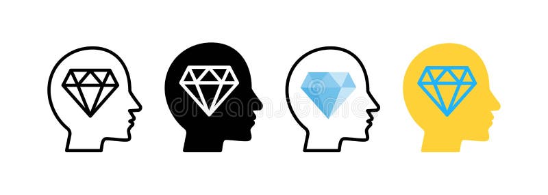 Head Diamond Icon. Simple Line, Outline Illustration Elements of Brain ...