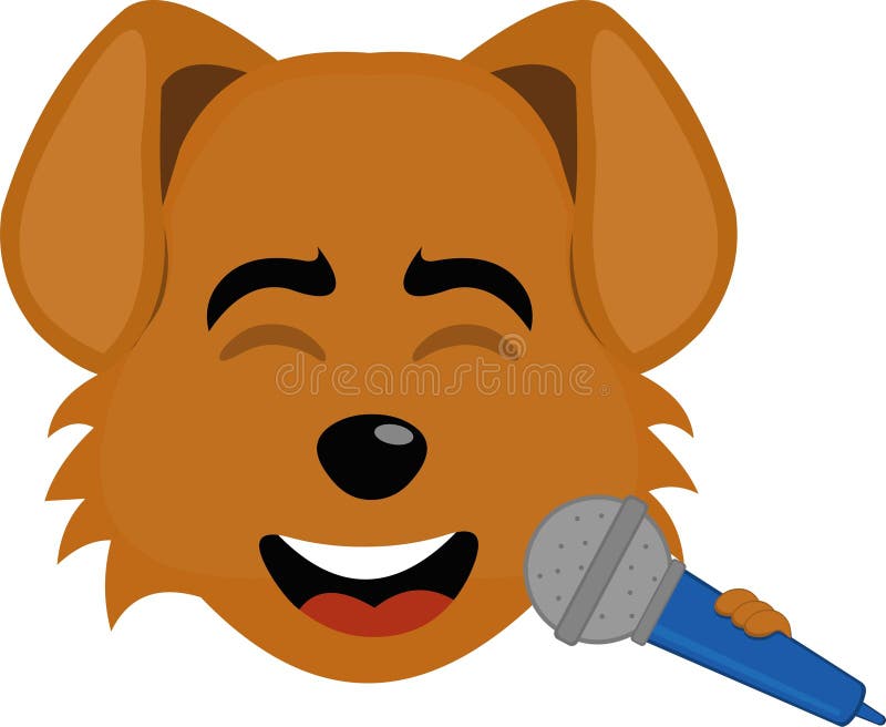 Head Dog Singing Microphone Stock Vector - Illustration of canine, blue ...