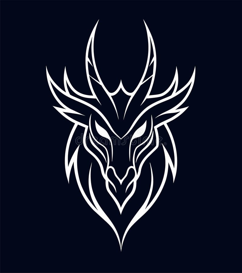 Head Dragon Logo Vector, Icon, Illustration Black Background Stock ...
