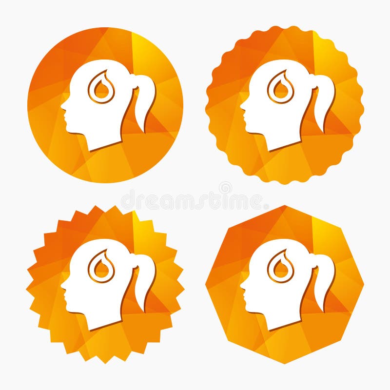 Head with Drop Sign Icon. Female Woman Head. Stock Vector ...