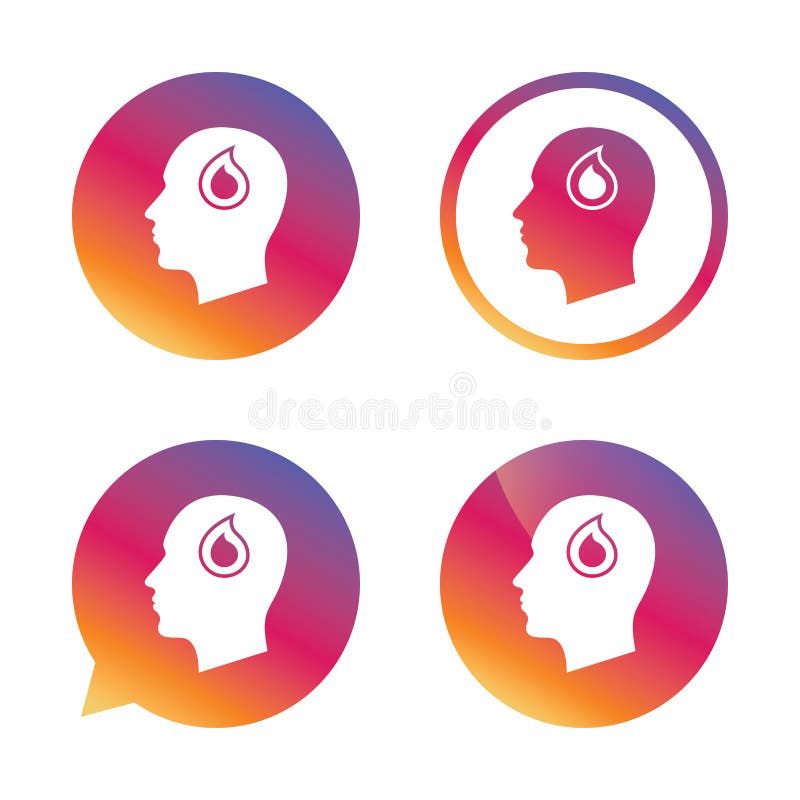 Head with Drop Sign Icon. Male Human Head. Stock Vector - Illustration ...