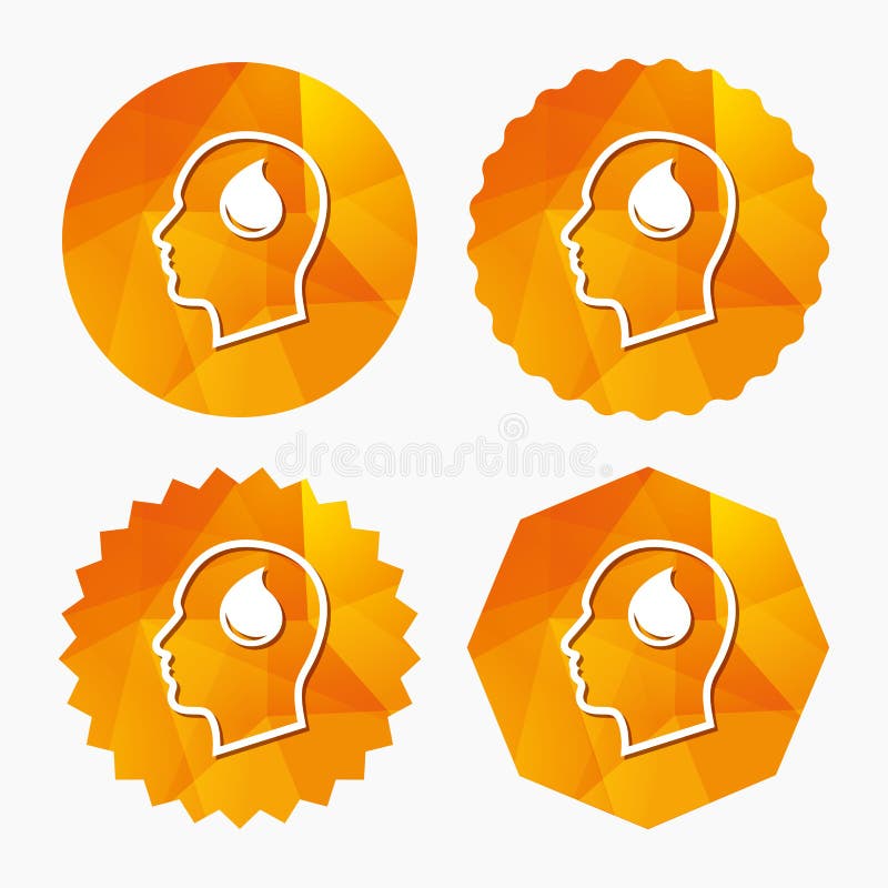 Head with Drop Sign Icon. Male Human Head. Stock Vector - Illustration ...