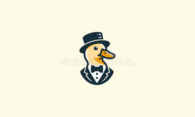 Head Duck Wearing Top Hat Vector Logo Design Stock Vector ...