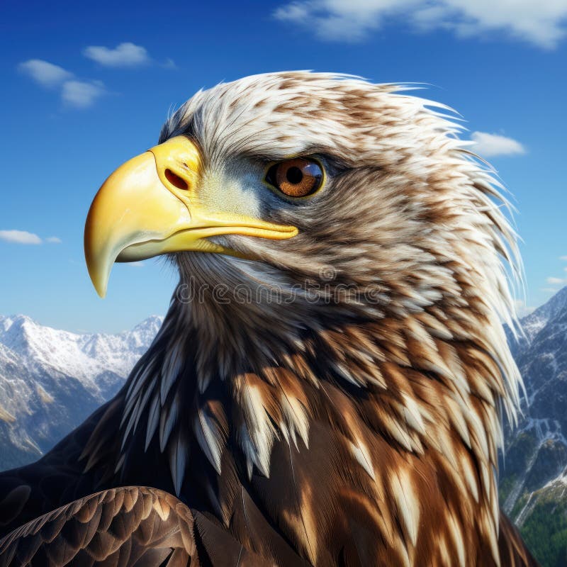 The Head of an Eagle is Standing in Front of Mountains Stock ...