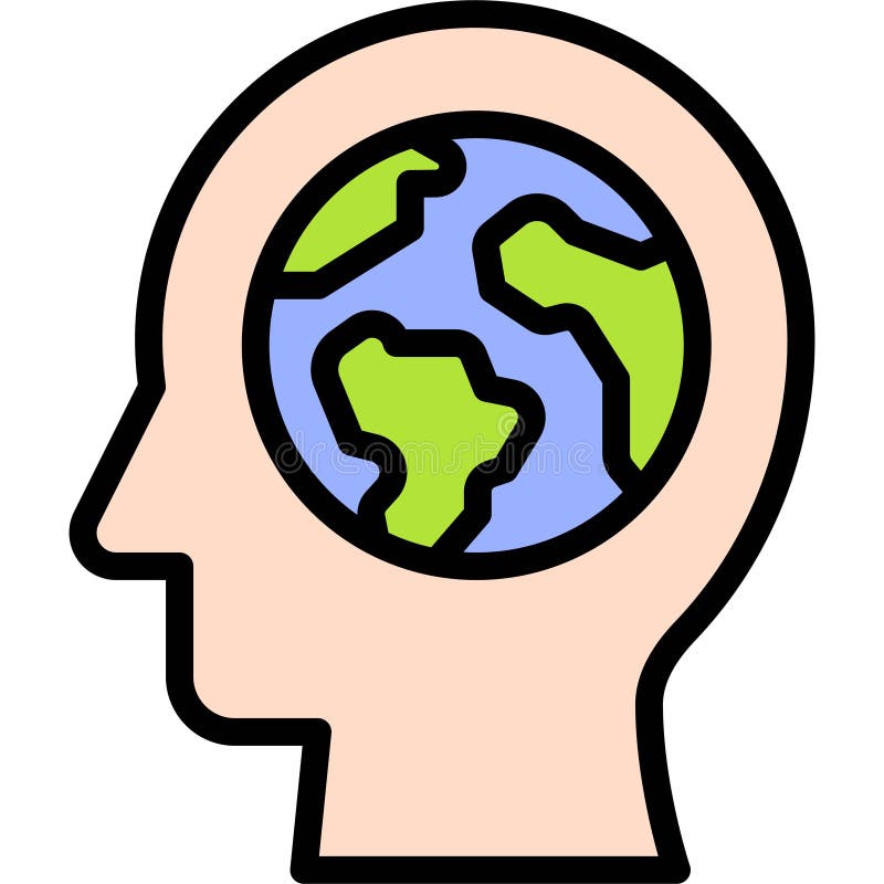 Head with Earth Inside Icon, Earth Day Related Vector Stock Vector ...