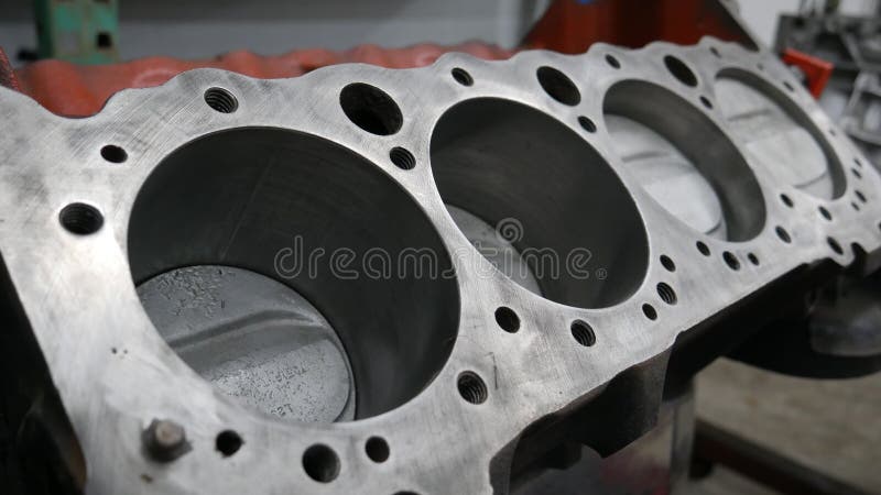 The Head of an Engine Block is Shown in a Machine Shop Stock Photo ...
