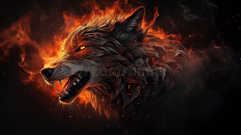 Hot Burning Wolf. AI Render. Stock Illustration - Illustration of logo ...