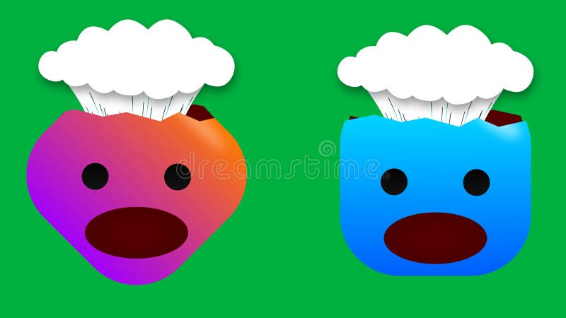 Head Explosion Emoji Expression Isolated on Green Background Stock ...