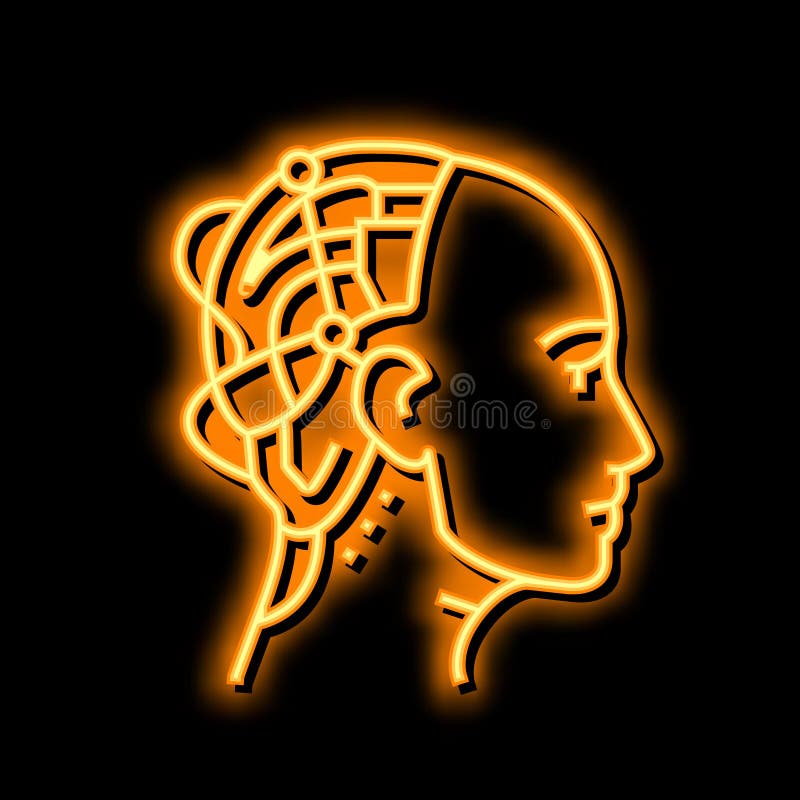 Head Face Robot Neon Glow Icon Illustration Stock Vector - Illustration ...