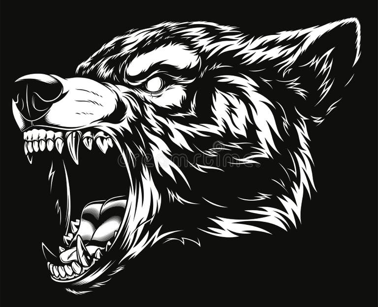 Head of the ferocious wolf stock vector. Illustration of black - 98360161