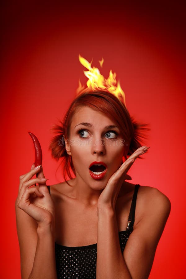 Woman with fire hair stock photo. Image of color, green - 7454940