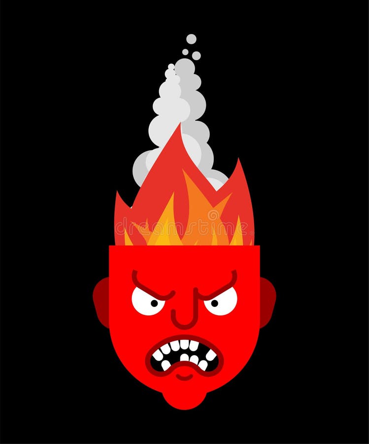 Head is on Fire with Anger. Hate Concept Stock Vector - Illustration of ...