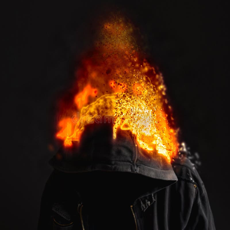 Head on Fire stock image. Image of dark, person, concept - 49707363