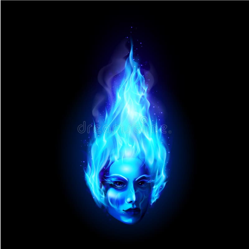 Head of blue fire tiger. stock vector. Illustration of circle - 33566623