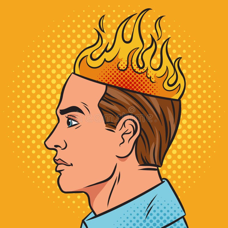 Head with Fire Comic Book Pop Art Vector Stock Vector - Illustration of ...