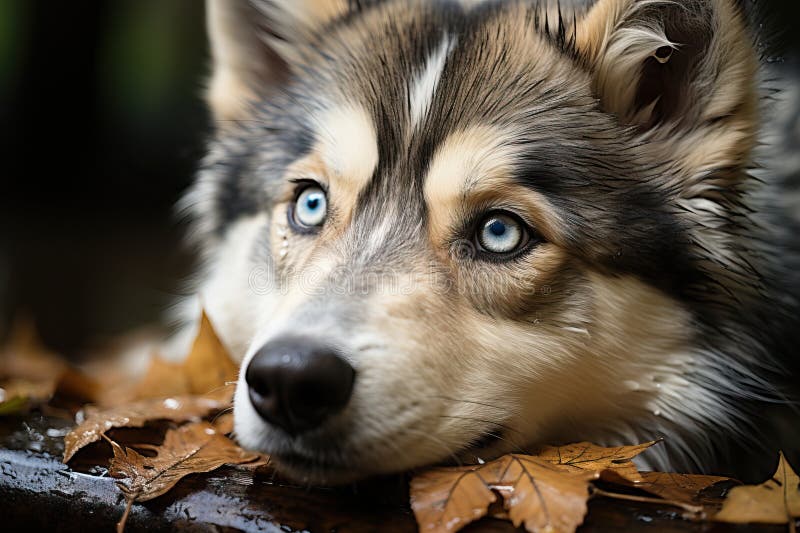 The Head of a Fluffy Siberian Husky Close-up. Stock Photo - Image of ...