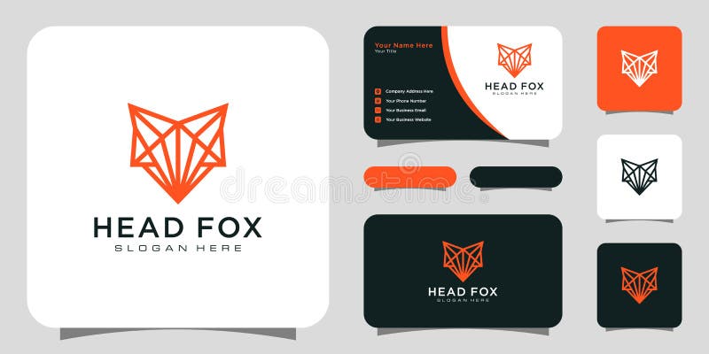 Head Fox Logo Vector Line Style Design with Business Card Stock Vector ...