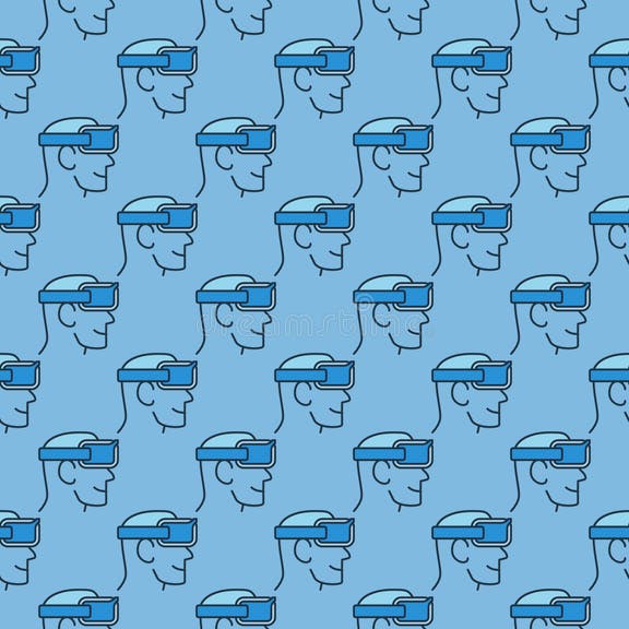 Head with FPV Drone Goggles Vector Concept Blue Seamless Pattern Stock ...
