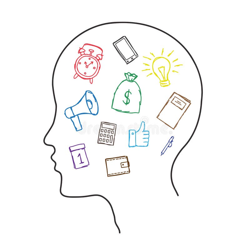 The Head is Full of Different Thoughts. Silhouette Stock Vector ...