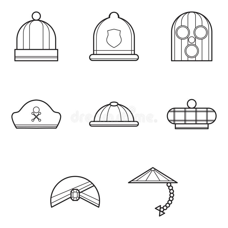 Head gear icon set stock vector. Illustration of flat - 384227101