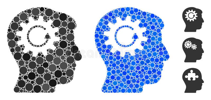 Head Gear Rotation Mosaic Icon of Round Dots Stock Vector ...