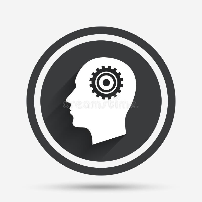 Head with Gear Sign Icon. Male Human Head. Stock Vector - Illustration ...