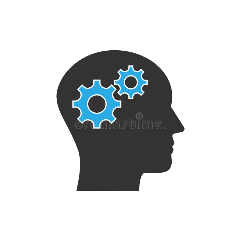 Head, Gear, Solution Idea Icon. Vector Illustration, Flat Design Stock ...
