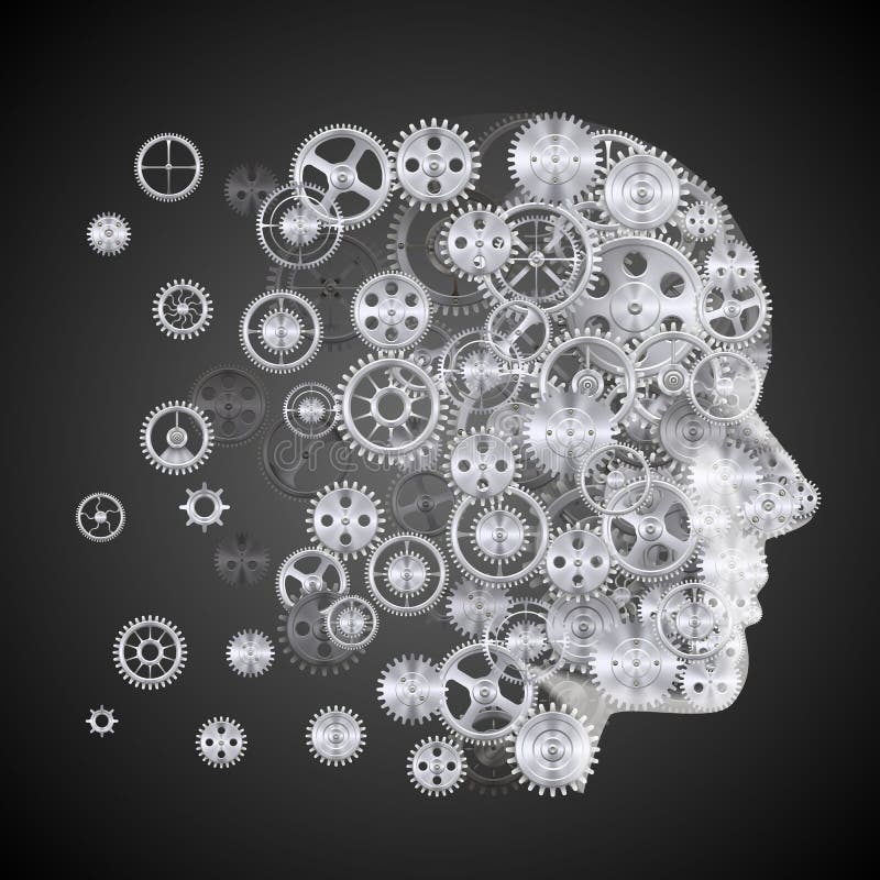 Gears in Human Brain Metaphor Stock Illustration - Illustration of ...