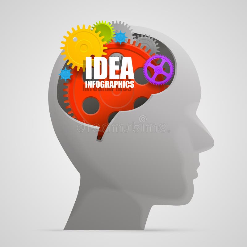 Head with gears in brain stock vector. Illustration of anatomy - 49910017
