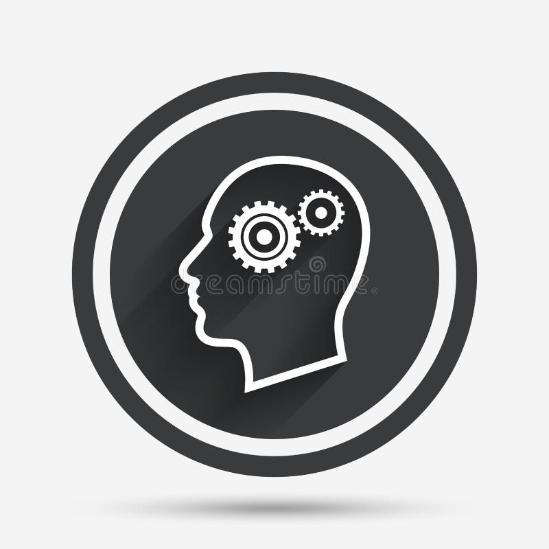 Head with Gears Sign Icon. Male Human Head. Stock Vector - Illustration ...