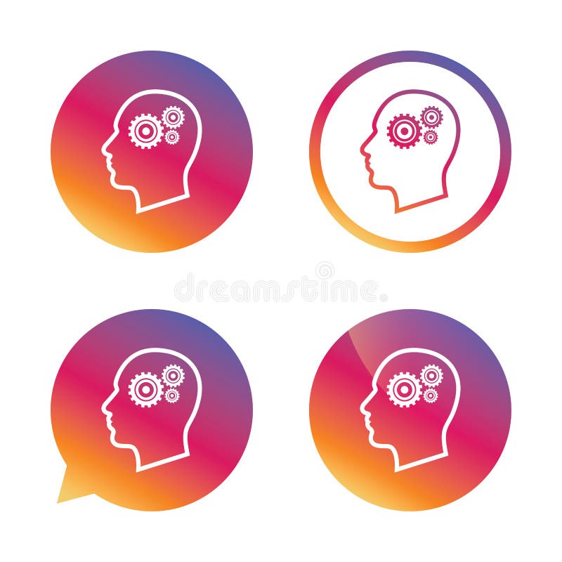Head with Gears Sign Icon. Male Human Head. Stock Vector - Illustration ...
