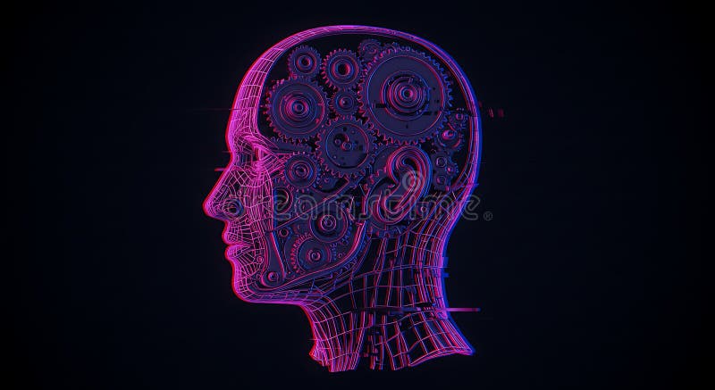 Head with Gears and Wireframe Design for Artificial Intelligence ...