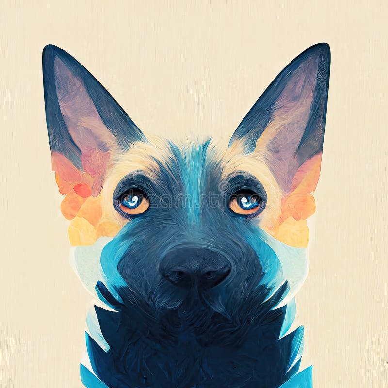 Head of a German Shepherd Stylized Portrait. Abstract Portrait of a ...