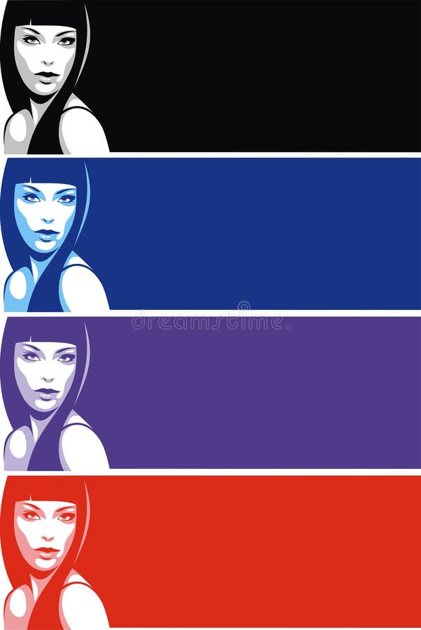 Head of Girl in Different Colors Stock Vector - Illustration of skin ...