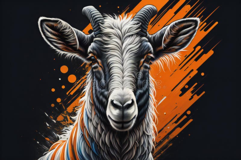 Head of a Goat with Abstract Grunge Background. Vector Illustration ...