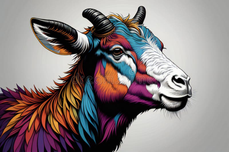 Head of a Goat with a Colorful Abstract Pattern. Vector Illustration ...