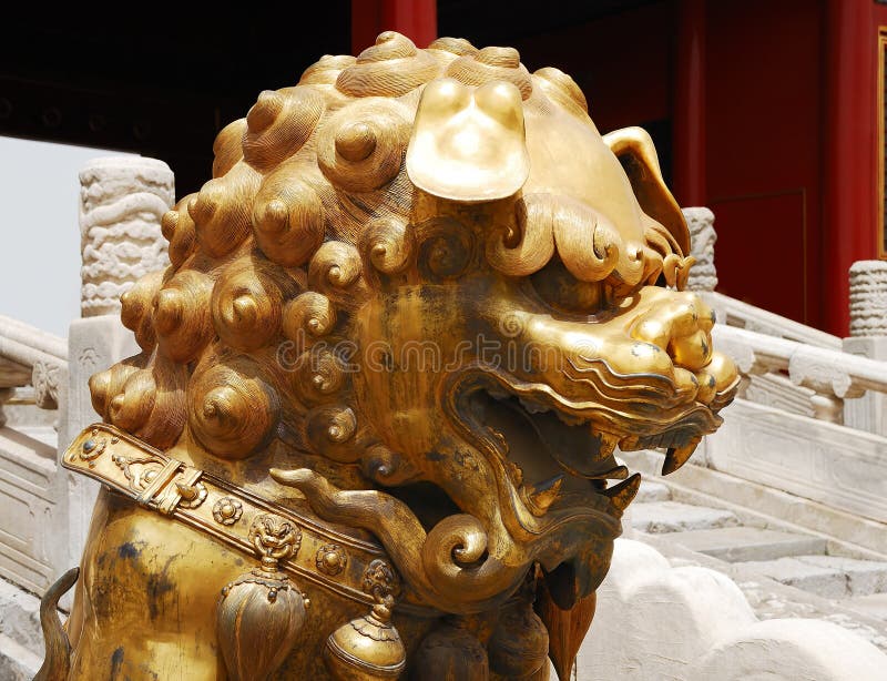 Head of gold lion stock image. Image of detail, historical - 7335199