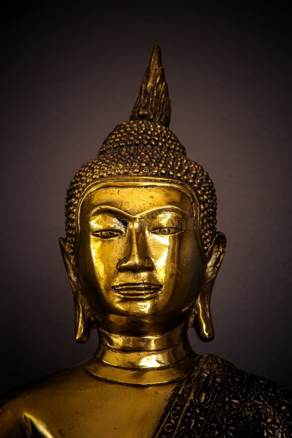 Head of Golden Buddha Statue from Side View Stock Image - Image of ...