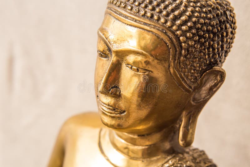 Head of Golden Buddha Statue from Side View Stock Image - Image of ...