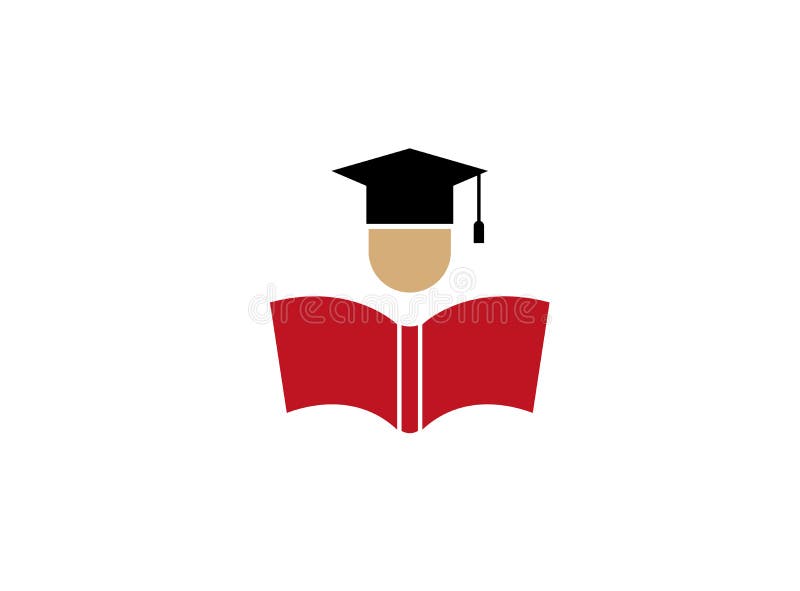 Head with Graduation Hat Open Book for Logo Design Stock Illustration ...