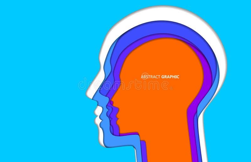 The Head Graphic Design of Paper-cut and Hollow Style. Stock ...