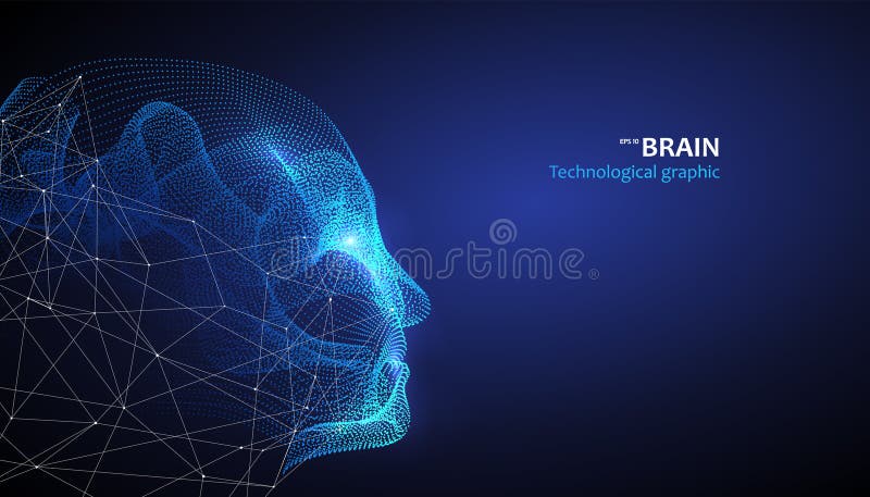 Head Graphic Made of Streamlined Particles, Vector Illustration Stock ...