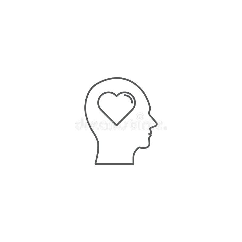 Head with Heart Vector Icon Concept, Isolated on White Background Stock ...