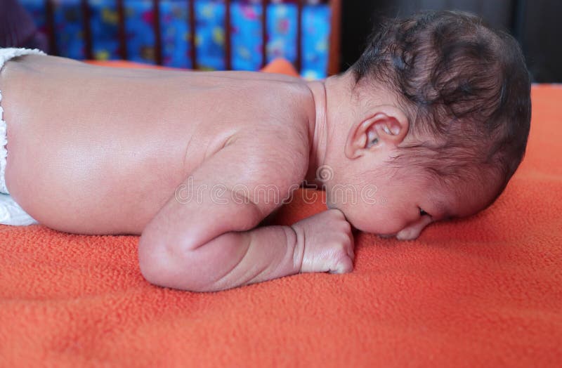 Head Holding Exercise Posture of a Infant Baby during Tummy Time.view ...