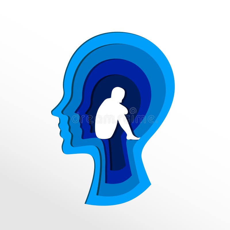 Head with Human Figure Inside, Concept Stock Vector - Illustration of ...