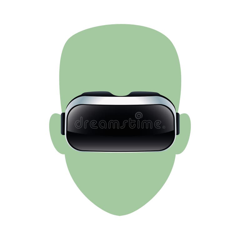 Head Human Using Reality Virtual Mask Technology Accessory Stock Vector ...