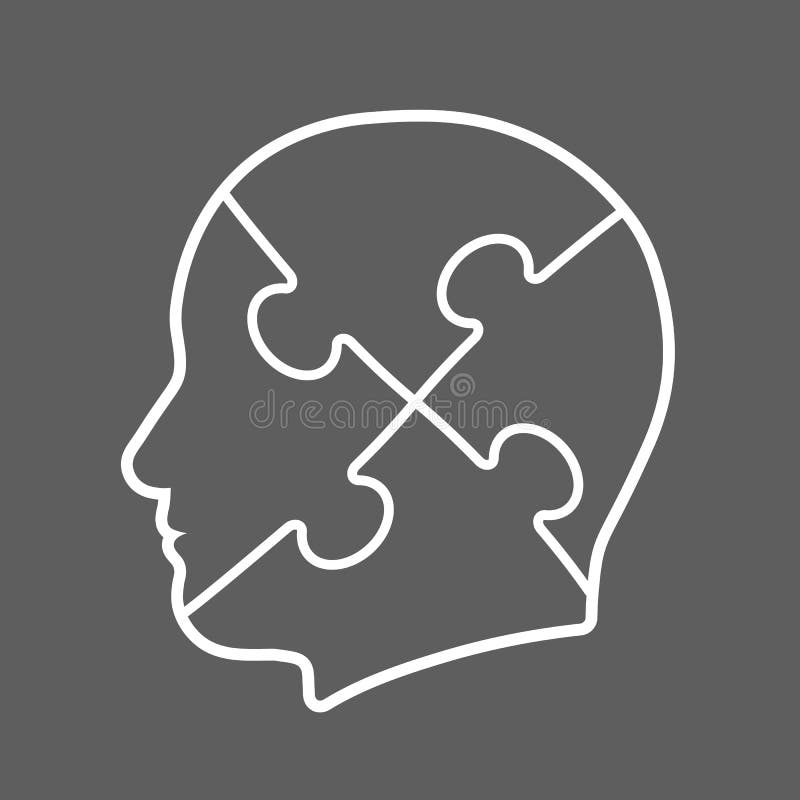Head Icon Cut into Four Jigsaw Puzzle Pieces Stock Vector ...